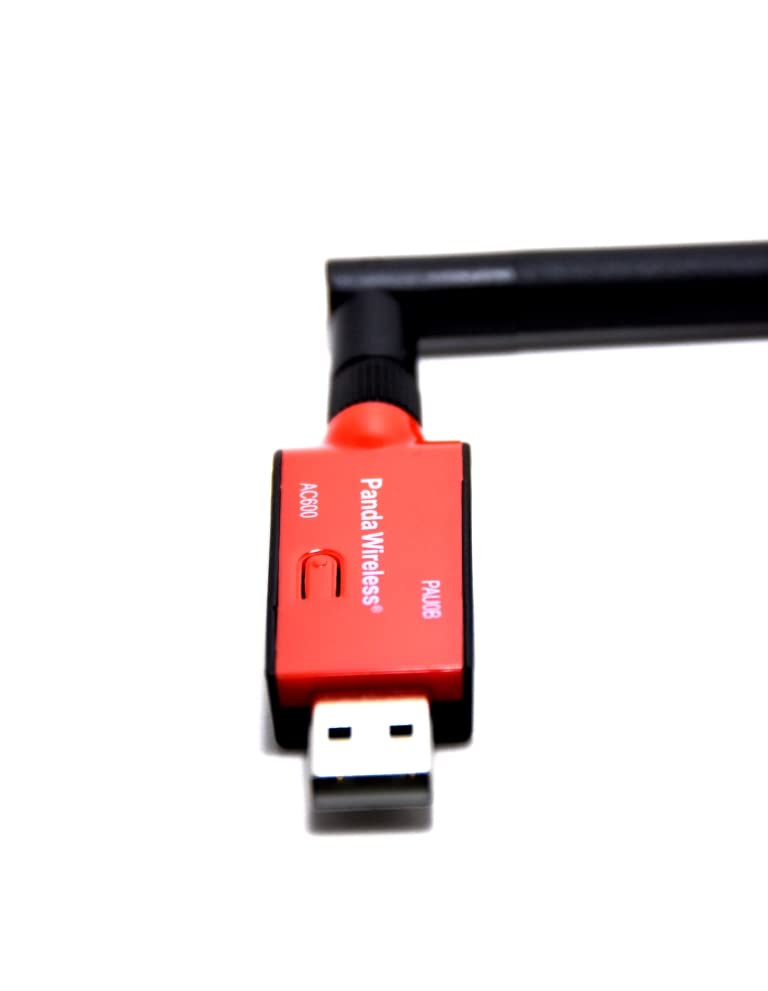 Panda Wireless® PAU0B AC600 Dual Band (2.4GHz and 5GHz) Wireless N USB Adapter W/High Gain Antenna - Windows 7/8/8.1/10/11, Zorin, Mint, Ubuntu, openSUSE, Fedora, Kali Linux and Raspbian