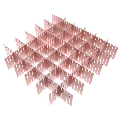 SING F LTD 12pcs Adjustable DIY Grid Clapboard Divider Drawer Closet Storage Organizer Home Storage 37x7cm Pink