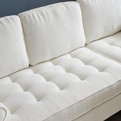 BeiXuan Modern Convertible Modular Sectional Sofa with Ottomans,Upholstery,3-Seat L Shaped Couch Sofa Bed for Living Room/Bedroom/Office/Apartment/Small Space,Boucle Yarn, Beige