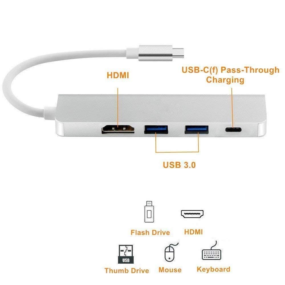 Jiali USB-C 4K Hub Converter 4 in 1 Type C Hub with HDMI USB 3.0 Adapter for MacBook Hub USB Computer Peripherals USB Type C HDMI for MacBook Pro Air