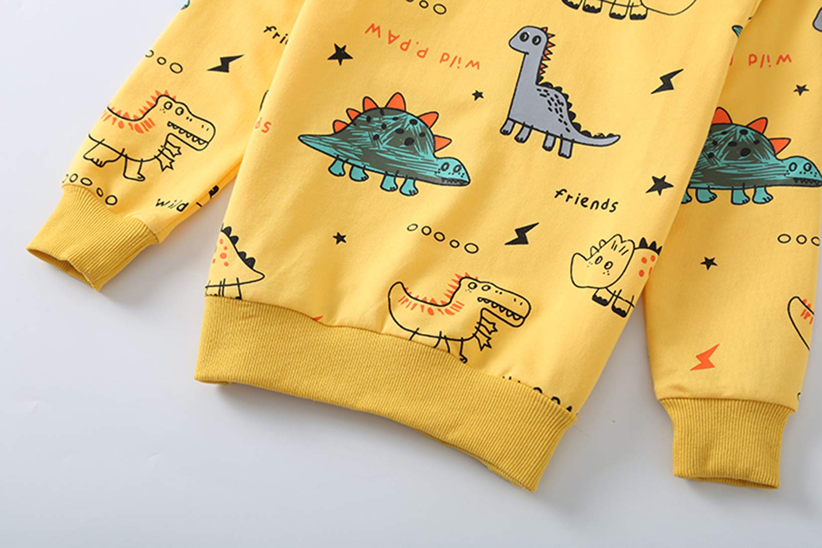 Toddler Baby Boy Clothing Sets Little Dinosaur Printed Long Sleeve Tops and Pants Kids 2pcs Outfits (1-Yellow, 2-3T)
