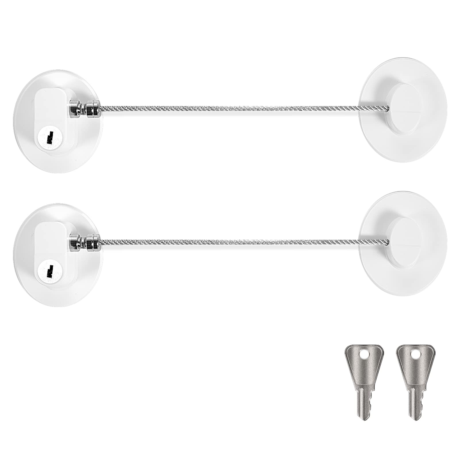 2pcs Refrigerator Door Locks with Keys, Self Adhesive Freezer Lock Window Door Locks Child Safety Locks for Cabinet Cupboard Drawer Kitchen (Oval Shape)