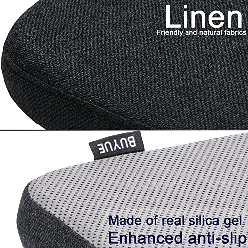 BUYUE Natural Linen 14x14 Magnetic Cushions for Metal Chair Set of 4, Enhanced Anti-Slip Seat Pads for Dining Kitchen Café Stackable Chairs (U-Shape, Black, 4 Counts)