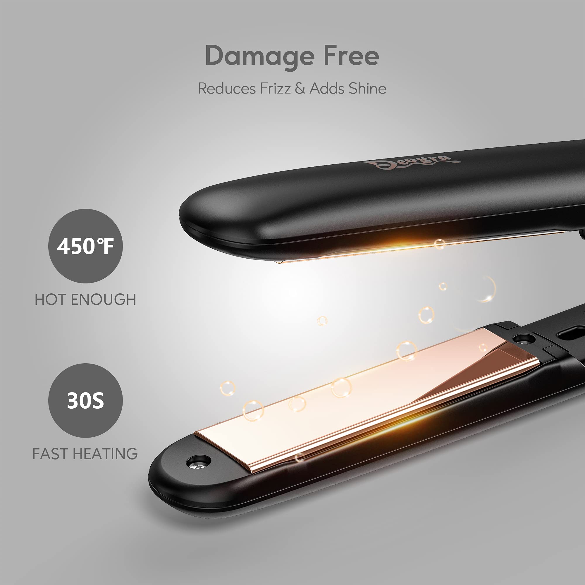Deogra Titanium Hair Straightener and Curling Iron 2 in 1 for Women, Touch Control, with Travel Pouch, 1 Inch, Black