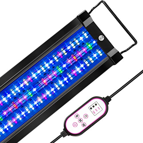 lucare 12-18 inches 18W Saltwater Aquarium Light with Full Spectrum LED, Exclusive Reef Coral Light Spectrum for 10-30 Gallon Marine Nano Fish Tank，Dimmable Dual Channel for Saltwater LPS & SPS