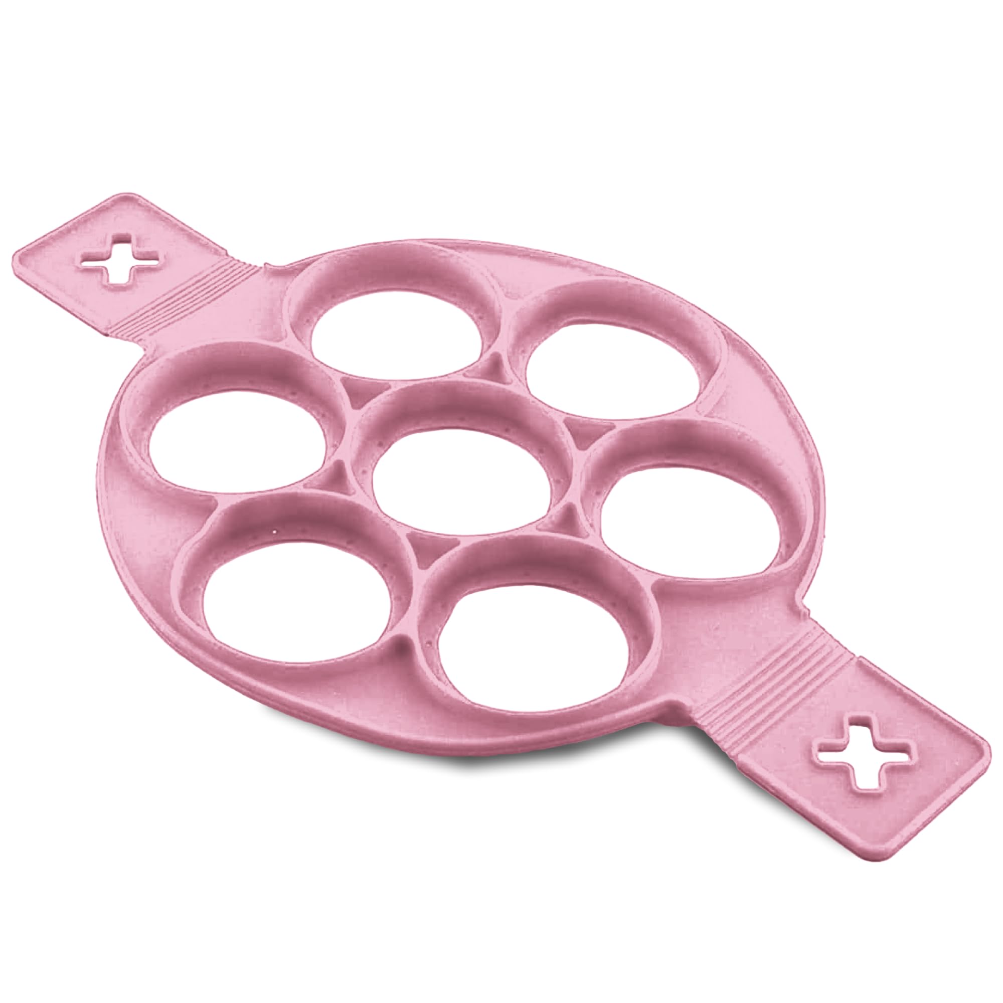 BIOPRONEXT Silicone Non Stick Pancake Maker - 7 Circles Mini Pancake Mold - Silicone Pancake Mold - Silicone Egg Rings for Griddle with Handles - Pancake Molds for Griddle Frying Eggs - Pink