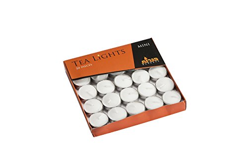 Blue Sky Tealight Candles, White, Unscented, Set of 50 (Mini Tealights) | White | Pack of 50