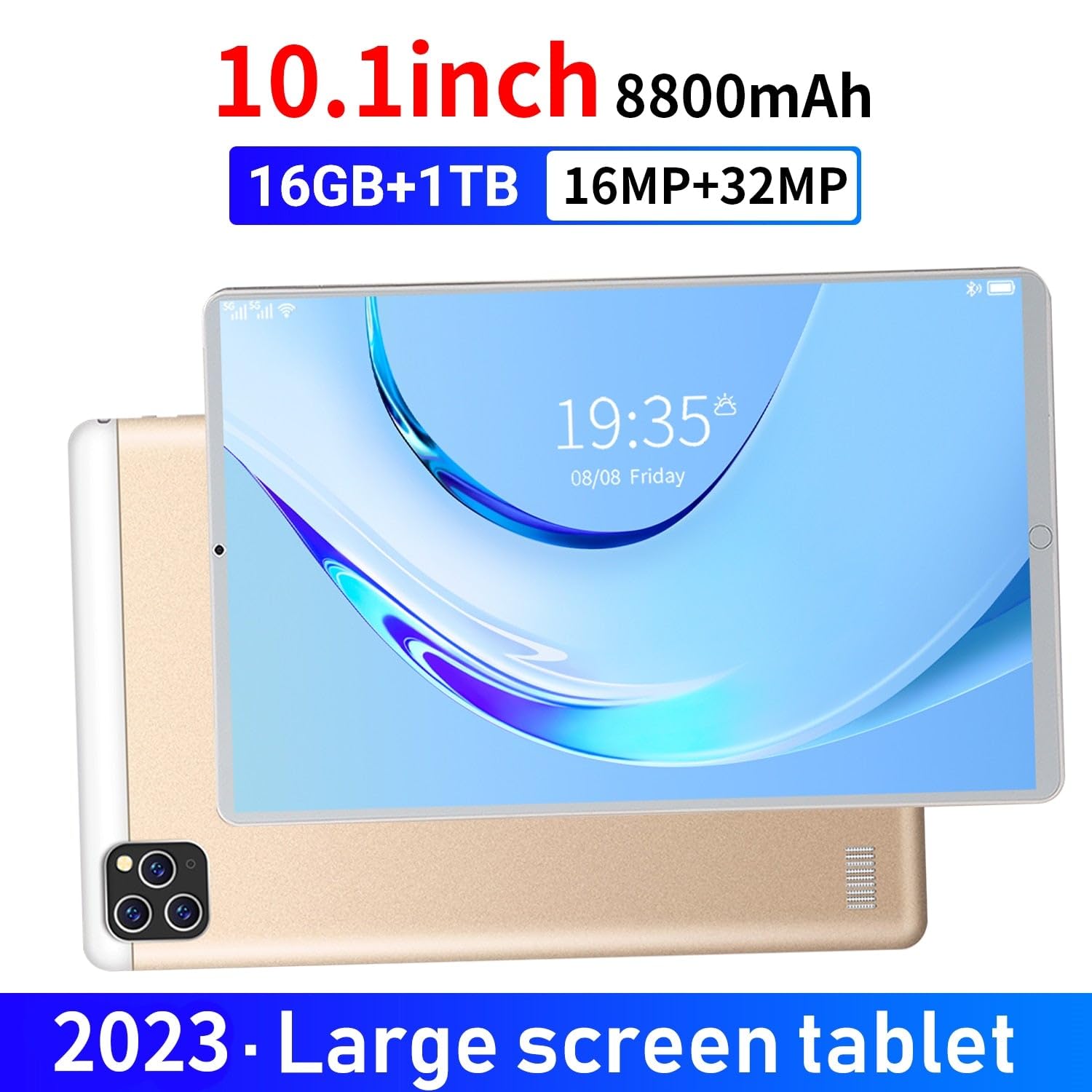 2023 5G New Tablet Pad14 10.1inch Tablet Android 16GB RAM 1TB ROM 8800mAh Android 11.0 MTK6797 WiFi Network Bluetooth fullscreen Silver / 8GB RAM 256GB ROM/US-Plug