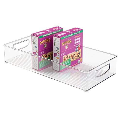 iDesign BPA-Free Plastic Pantry and Kitchen Storage, Freezer and Fridge Organizer Bin with Easy Grip Handles β 16β x 8β x 3β, Clear