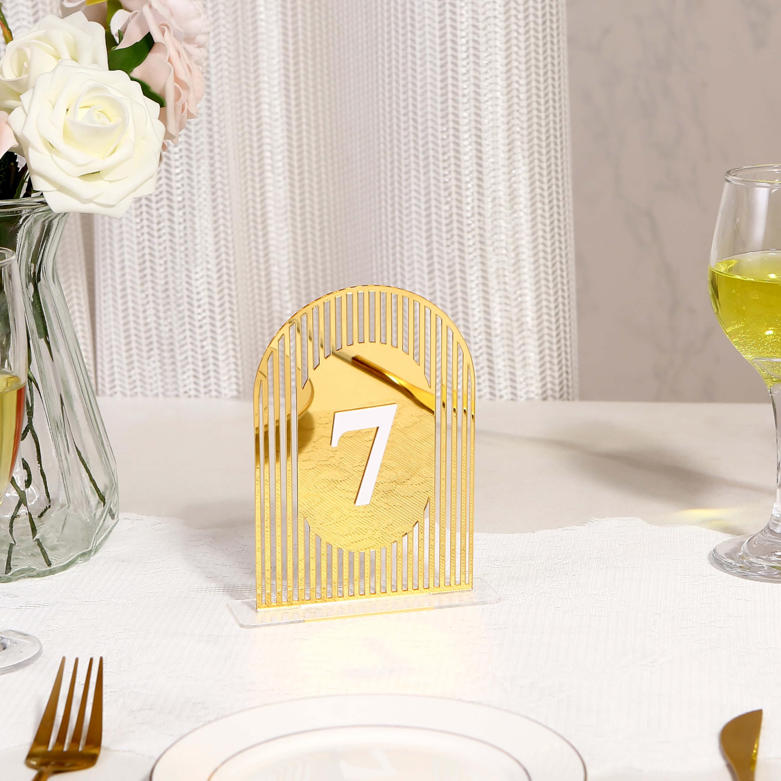 20 pcs Modern Arch Gold Table Numbers for Wedding Reception, Acrylic Signs and Holders ,Perfect for Centerpiece, Reception, Decoration, Party, Anniversary, Event(4x6 Inch)