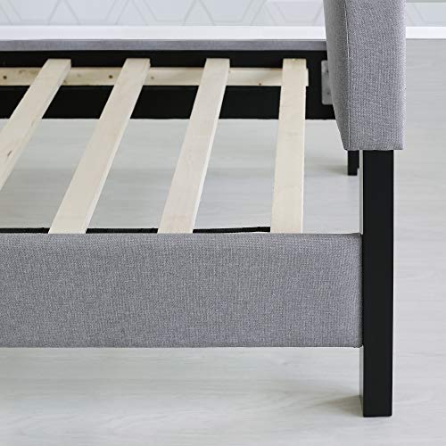 Furinno Laval Button Tufted Upholstered Platform Bed Frame, California King, Glacier