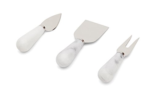 Fox Run Premium 3-Piece White Marble Cheese Knife Set, 1.5 x 4.25 x 6.75 inches