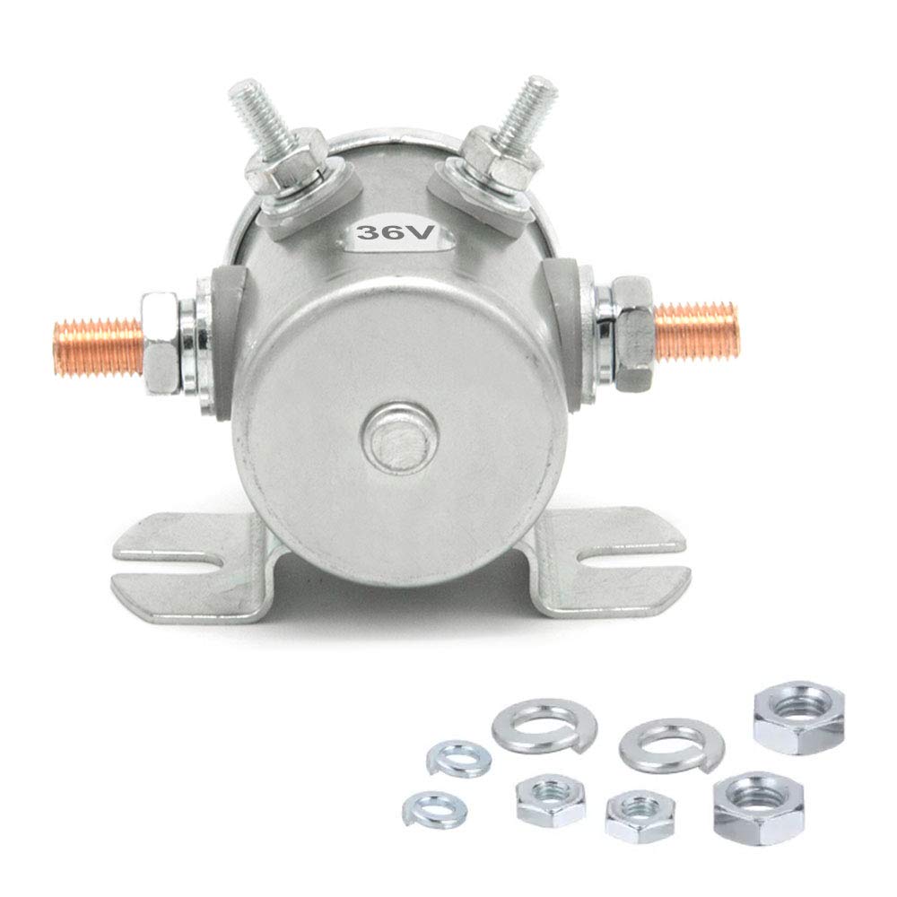 36 Volt Continuous Duty Solenoid Relay 4 Terminal For Marathon Ezgo TXT Series,1980-2010 Electric Golf Cart Max 200A Replaces # 70-120224 11761-G1 27855-G01 27855-G02 31680-G1 24080 E-Z-Go 11761GA