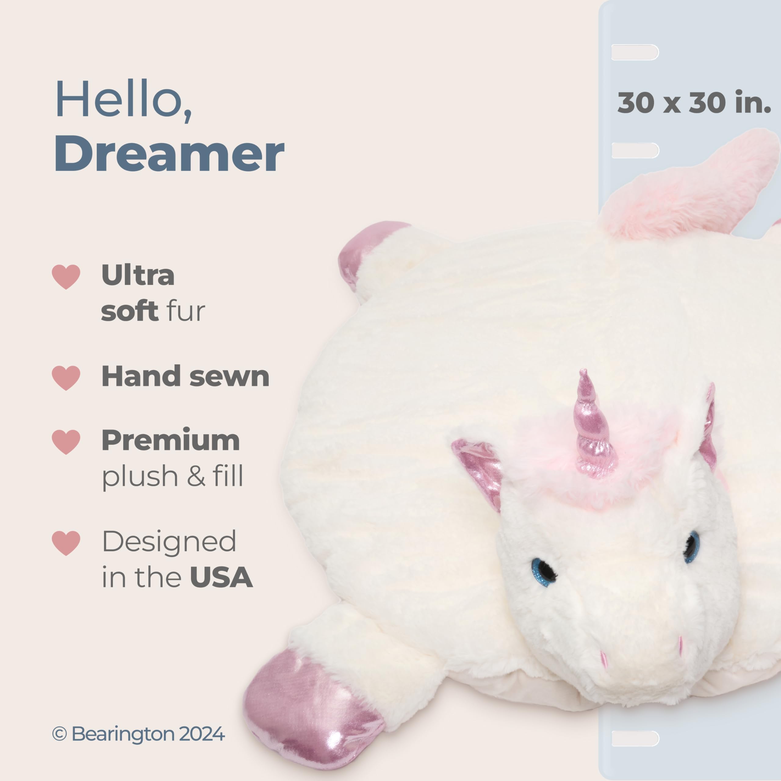 Bearington Baby Bunny Tail Belly Blanket, Plush Stuffed Animal Tummy Time Play Mat