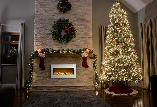 36-Inch Wall Mounted Electric Fireplace - 10-Color LED Flame and 3 Media Backgrounds with Adjustable Brightness and Remote by Northwest (White)