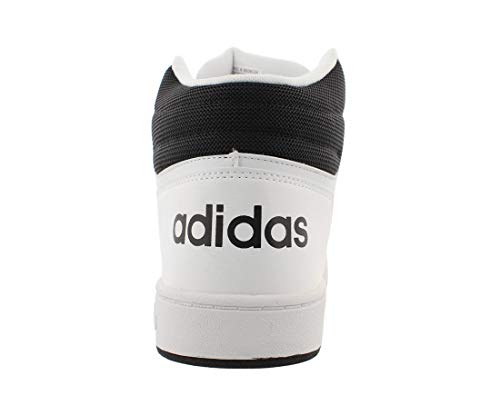 adidas Men's Hoops 2.0 Mid Basketball Shoe, White/Black/Black, 8 M US