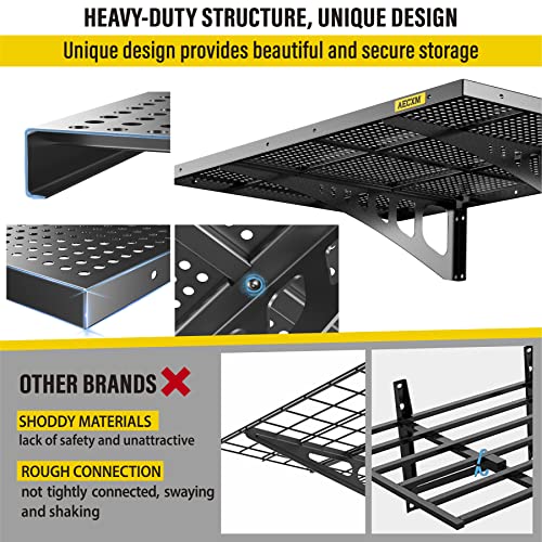 Aecxm 2pack-2x3ft Garage Storage Wall Garage Shelves Garage Storage Rack Garage Shelves Heavy Duty Sturdy Wall Shelves (Black)