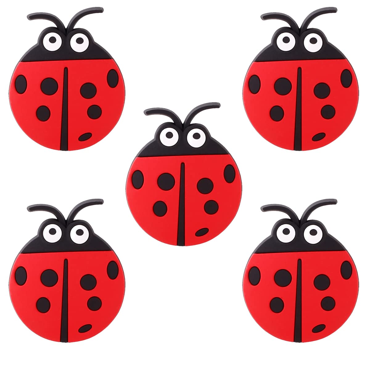 5 Pack Ladybug Shape Quality Silicone Knobs,Cartoon Drawer Pulls,Dresser Knobs,Cute Cabinet Pulls,Drawer Knobs for Kids Room Cabinets Closets Toy Organizer Box Bookcase Handle