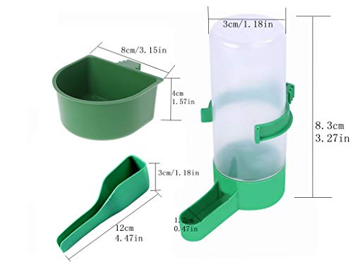 Small Bird Feeder Bird Water Dispenser for Cage, Plastic Bird Water Feeder and Food Feeding Cup Set for Parrots Parakeet Finch
