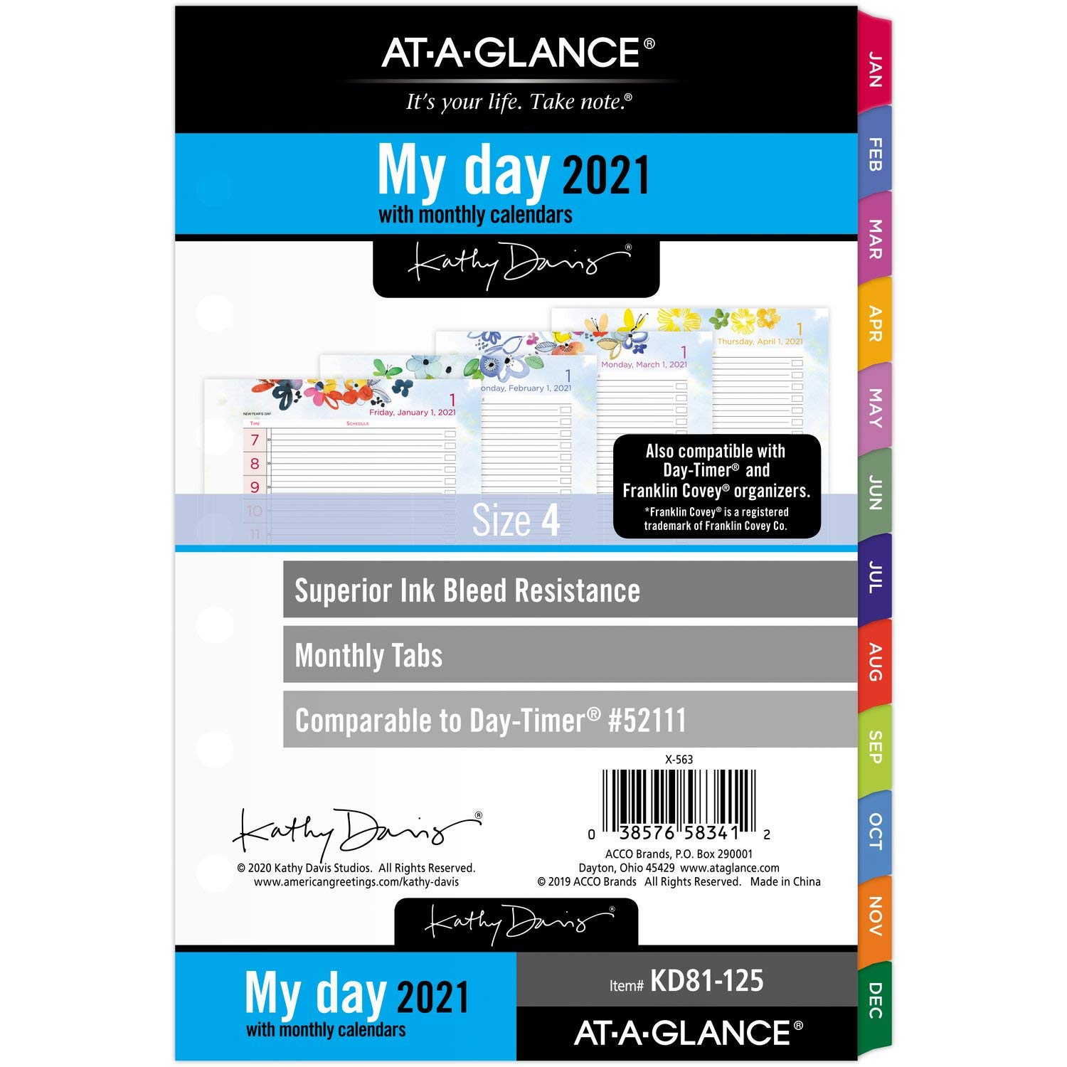 2021 Daily & Monthly Planner Refill by AT-A-GLANCE, 52111 DAY-TIMER, 5-1/2" x 8-1/2", Size 4, Kathy Davis (KD81-125-21)