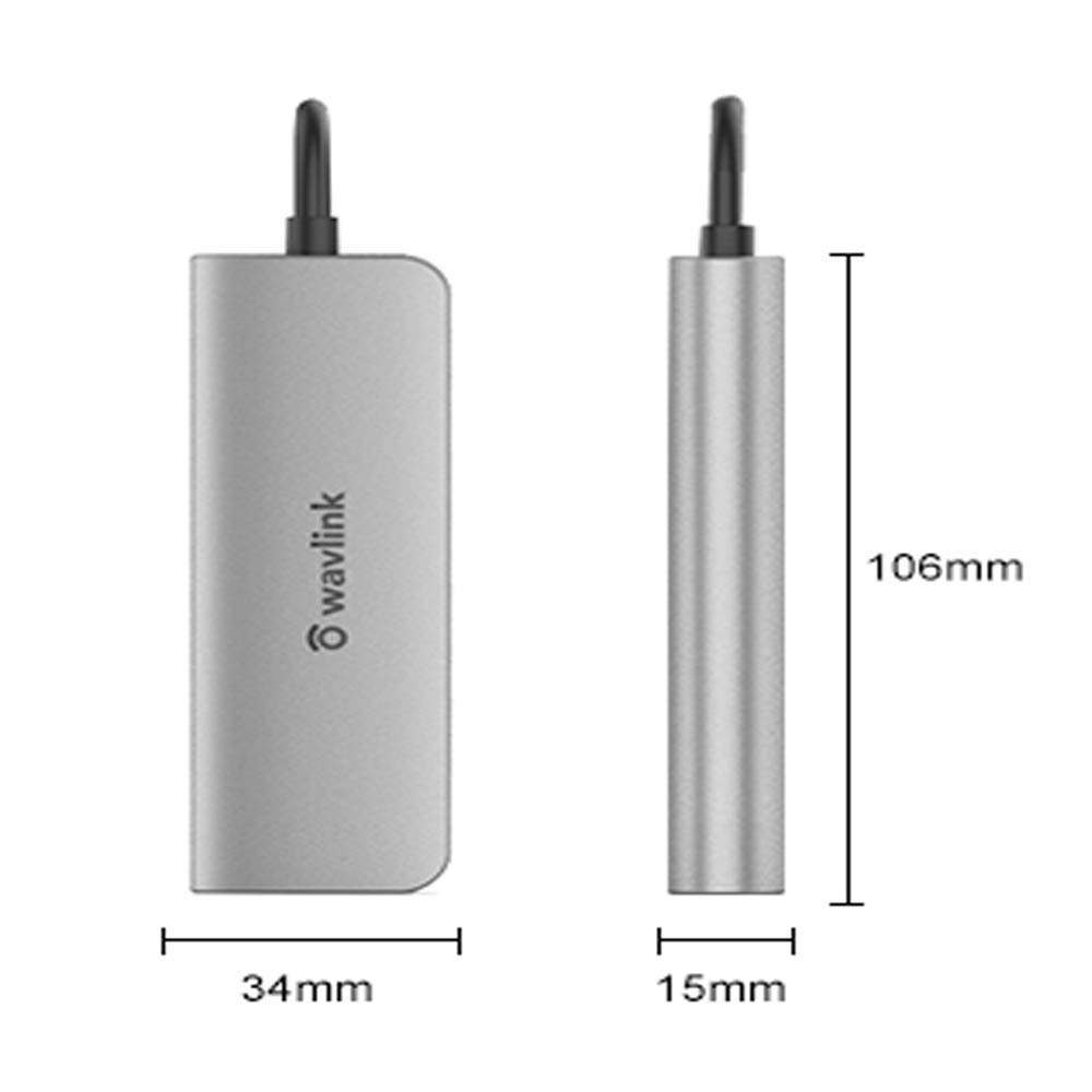 Wavlink USB C Hub, USB C to HDMI 4K@30Hz Adapter with 2 USB3.0 Ports, 65W PD Charging, SD/TF Card Reader, Type-C Mini Dock for iPad Pro/MacBook Pro 2016+/MacBook Air 2018+ and Type C Devices