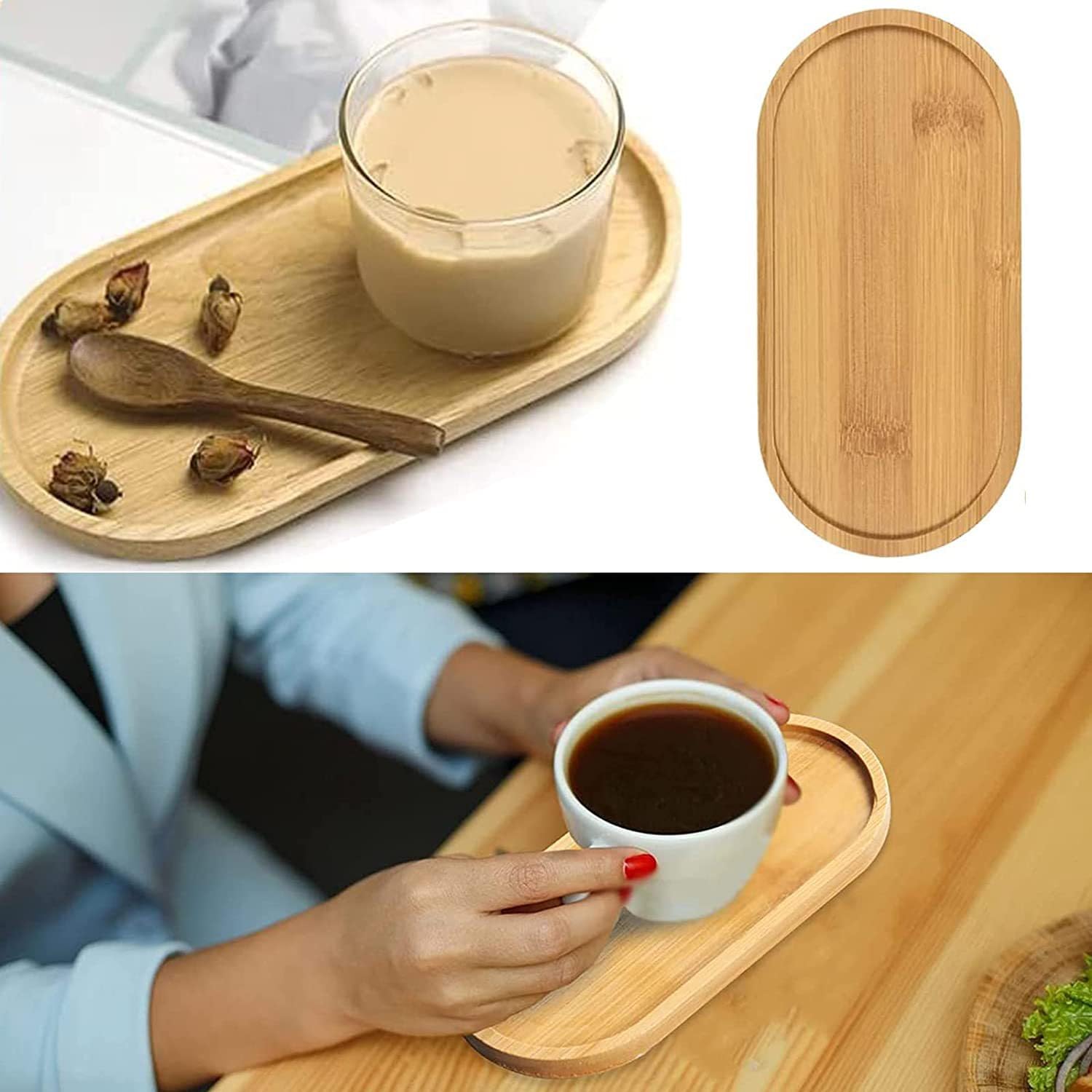 2PCS Small Wood Tray,Bamboo Tray,Wood Tray,Wood Bathroom Tray,Wooden soap Tray,Bathroom Counter Tray,Bamboo soap Dish,Kitchen soap Tray