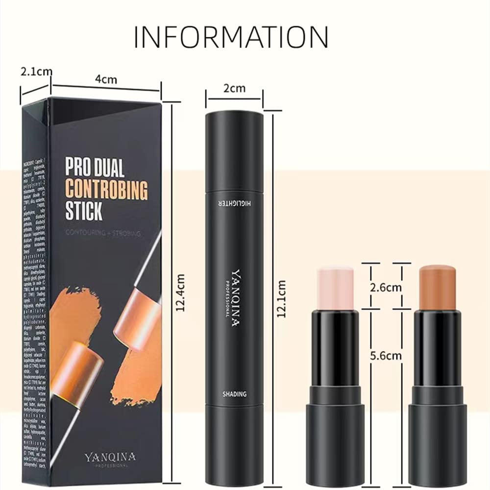 2 in 1 dual-ended highlighter & shadow stick face brightening foundation stick glow stick, Bronze, 0.04 Ounce (Pack of 1)