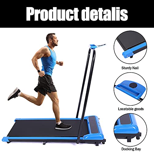 2 in 1 Folding Treadmill,1.5-2.5 HP Under Desk Electric Treadmill, Installation-Free,Remote Control and LED Display, Walking Jogging for Home Office (Partial w/Blue Tooth Speaker)