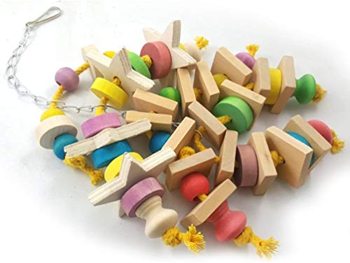 Litewoo Large Bird Parrot Toys, Colorful Bite Wood Block for Medium Large Parakeet Cockatiel Budgie Cockatoo Macaw Conures African Grey Parrot(B)