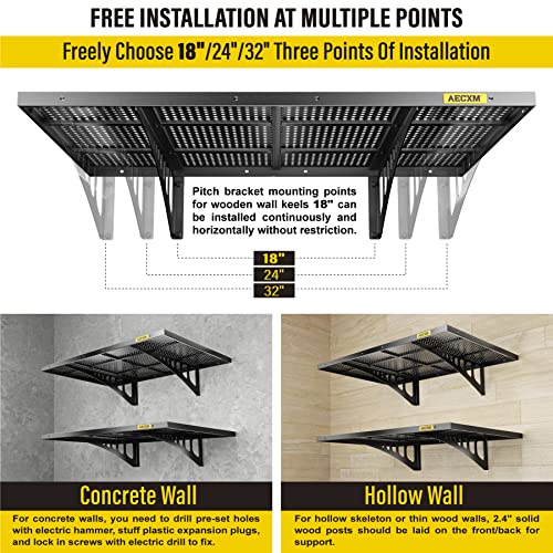Aecxm 2pack-2x3ft Garage Storage Wall Garage Shelves Garage Storage Rack Garage Shelves Heavy Duty Sturdy Wall Shelves (Black)