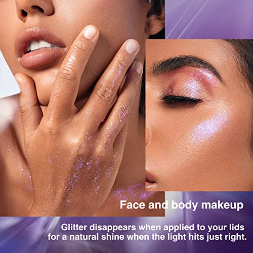 Body Glitter Gel, Quick-Drying & Self-Adhesive Face Glitter, Rave, Concert Glitter Makeup, Holographic Eye,Lip,Hair Glitter, Sparkle Accessories, Cosmetic Grade Sequins(#02 Stardust Pink)