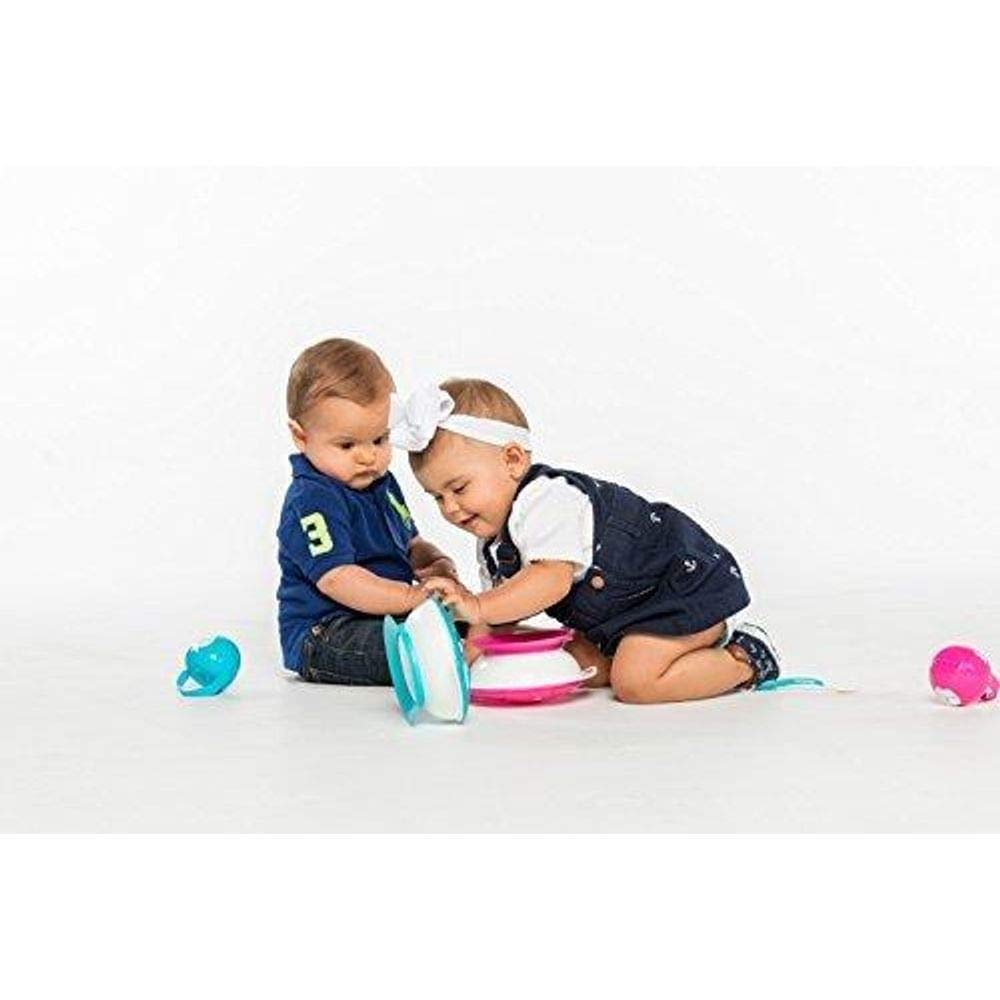 Baby Suction Bowl with Lid Snap-in Fork & Spoon - BPA Free First Stage Self Feeding Utensils - by Primo Passi |Yellow|