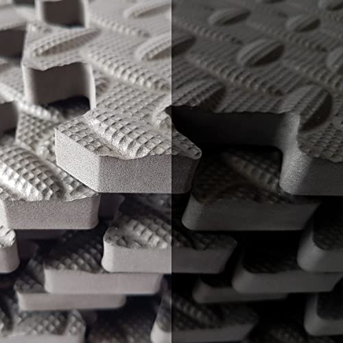 A2ZCARE Puzzle Exercise Mat with EVA Foam Interlocking Tiles - Interlocking Floor Mats for Gym Equipment - Ideal for Home Gym, Aerobic, Yoga and Pilates (Black and Gray (12pcs with Border Tiles))
