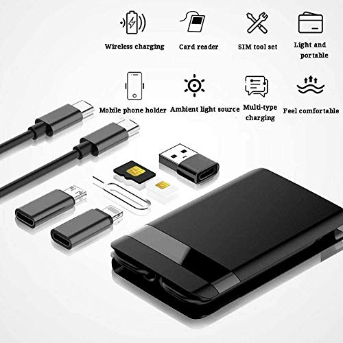 Urban Survival Card Data Cable, Multi-Type Charging Cable Convertor, Multi-Function Wireless Charger Adapter, Built-in Card Reader, Can Use as Phone Holder, Flash Light (Wireless Charger)