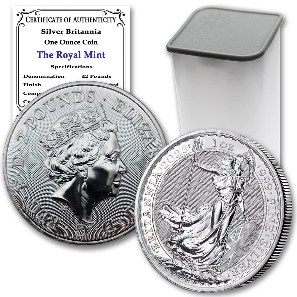 2023 Lot of (25) 1 oz British Silver Britannia Coins by the Royal Mint Brilliant Uncirculated with Certificates of Authenticity £2 BU