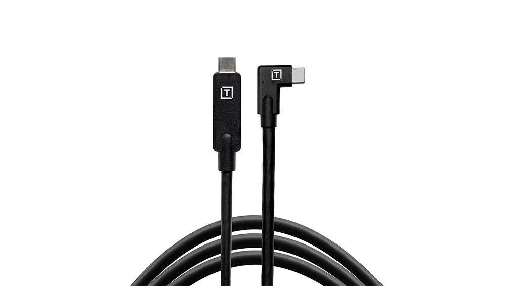 Tether Tools 15 ft USB-C to USB-C Right Angle Black Cable for Tethering Camera to Computer
