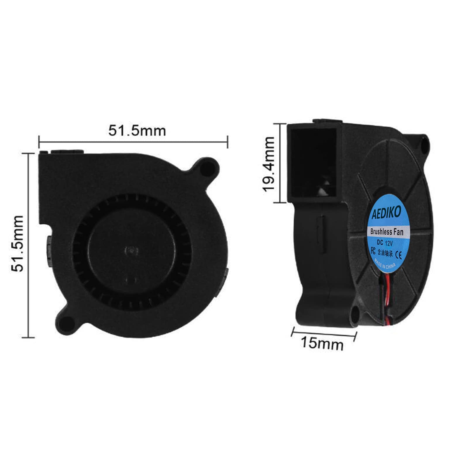 AEDIKO 4pcs 3D Printer Blower Fan 5015 DC 24V Brushless Cooling Fan Oil Bearing 50x50x15mm Fan with 2 Pin Terminal