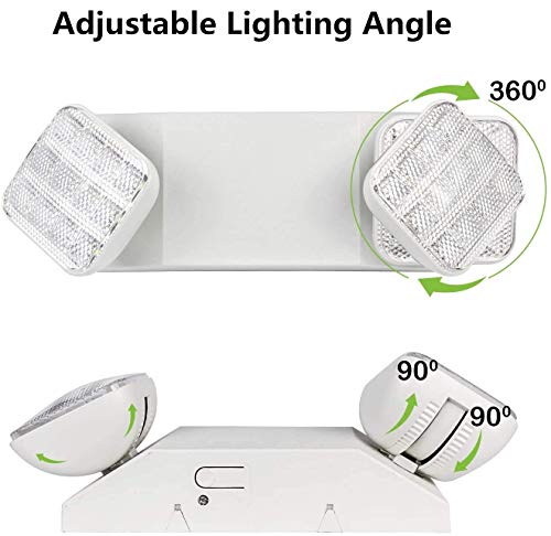 Litufine LED Emergency Lighting Fixtures with 2 LED Heads, Commercial Emergency Light with Battery Backup, UL 924 and CEC Qualified, 120-277 Voltage (1-Pack)