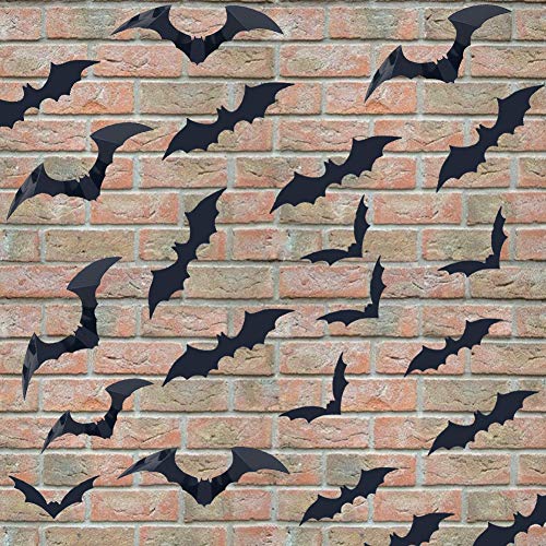 Halloween party decorations, Halloween decoration black bat sticker decals, 3D scary bat decoration, Halloween bat door and window decoration(40pcs)