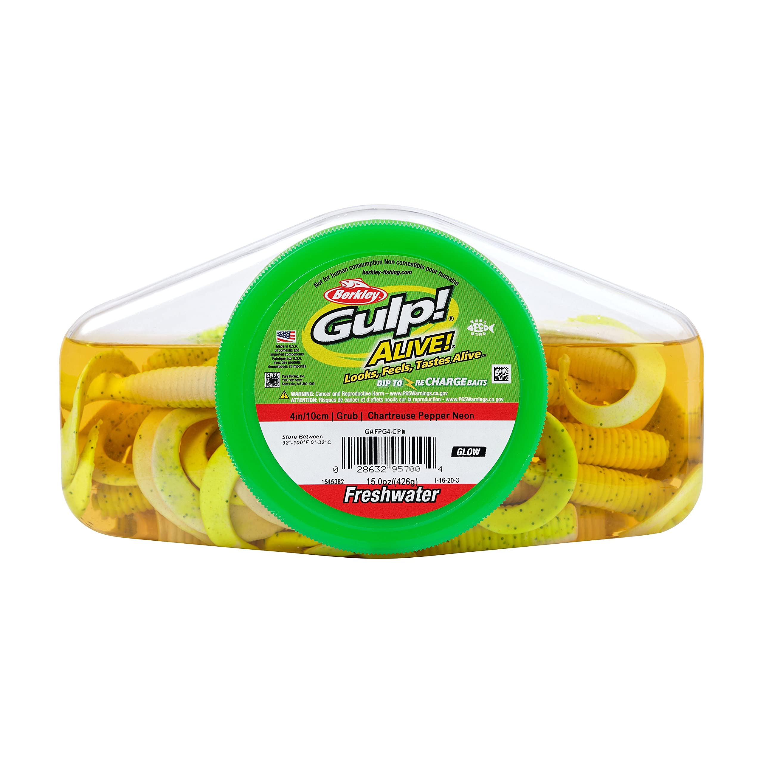 Berkley Gulp! Alive! Grub Fishing Soft Bait, Pearl White, 4in - Pint 4x7
