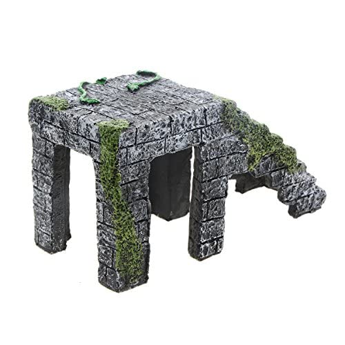 Dark Gray Green Turtle Platform,Artificial Resin Platform Stairs for Tortoise Climb Stone Habitat Ornament, 6.22" x 2.7" x 3.3" (L*W*H)