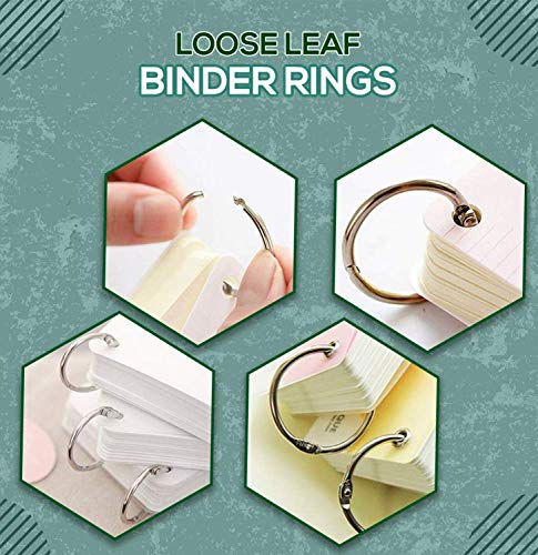 LIVINO 100 pcs Binder Rings, 1 Inch Nickel Plated Metal Book Rings, Loose Leaf Binder Rings for School, Home, Office and Key Rings Or Key Chain for Documents and Flash Card Binder