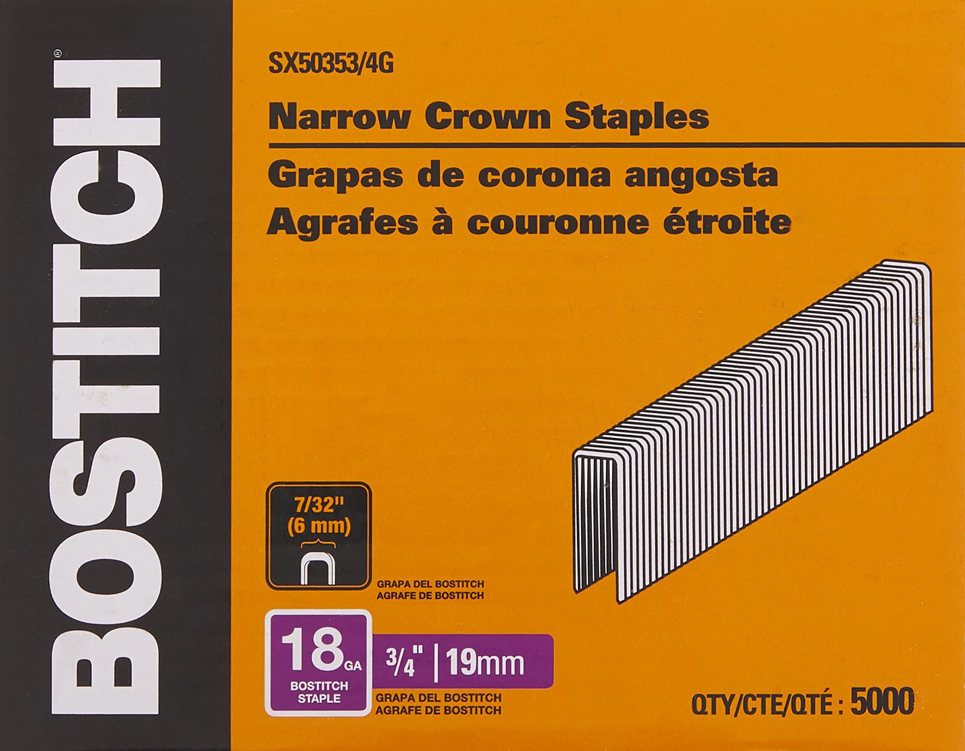 BOSTITCH Finish Staples, Crown, 5000-Pack (SX50353/4G)
