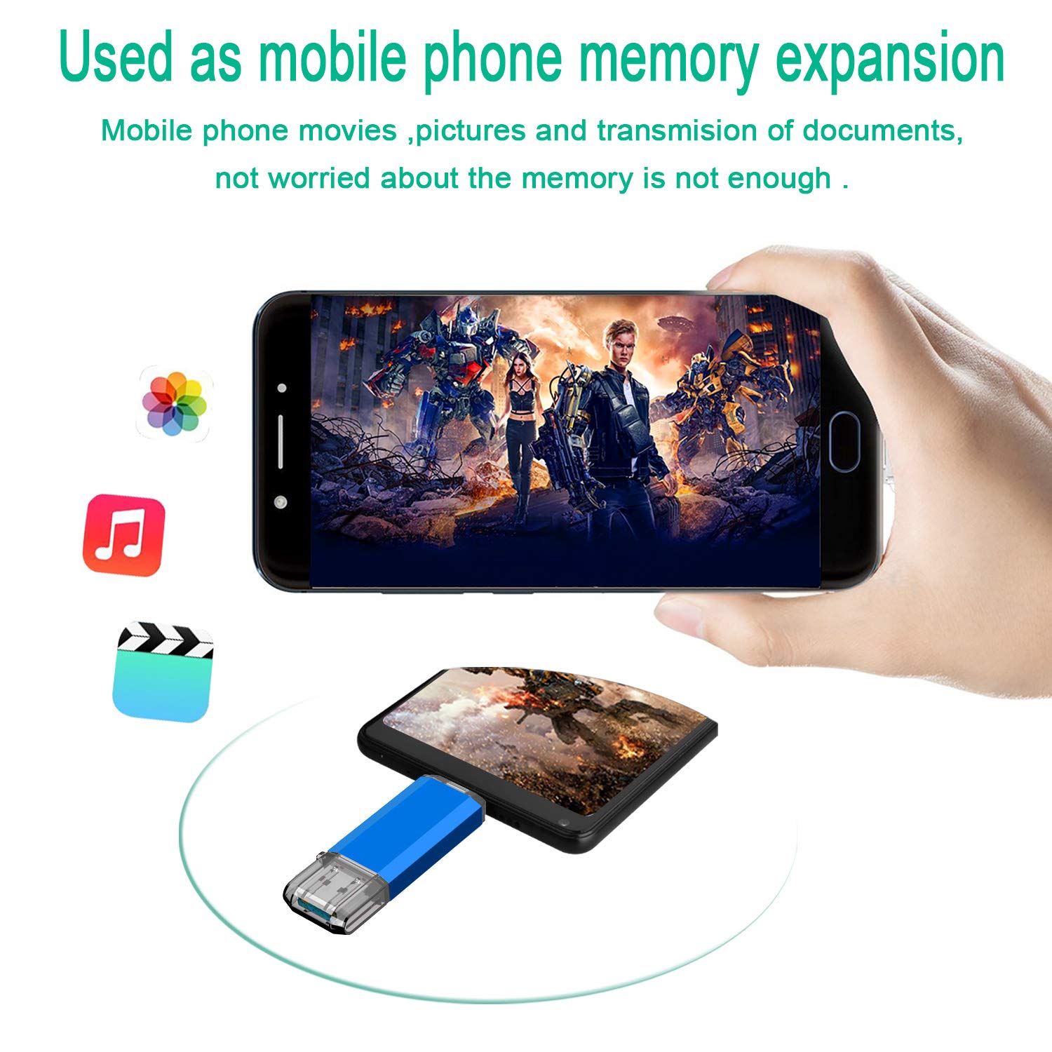 KALSAN 128GB USB Flash Drive, Type C Dual USB Disk(USB-A 3.0/Type C 3.0), High Speed 128GB Thumb Drive 128GB USB Pen Drive for Type C Smartphones, Tablets, PC, New MacBook-Blue