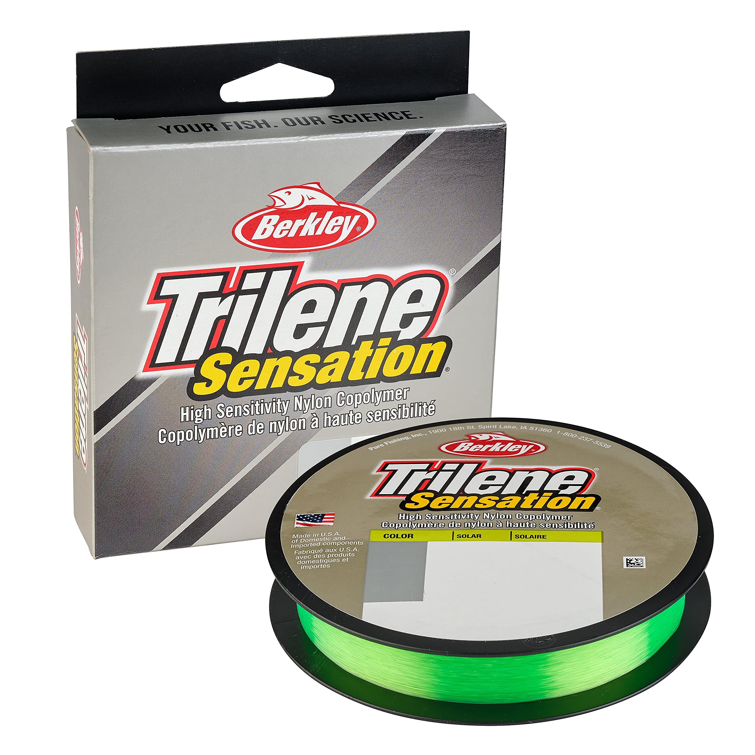 Berkley Trilene® Sensation, Solar, 4lb | 1.8kg Monofilament Fishing Line, Suitable for Freshwater Environments