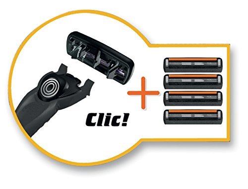 Bic Flex 3 Hybrid Men's Triple-Blade Razors, Pack with 1 Handle + 4 Refills - with 3 Moveable Blades and Pivoting Head for an Extra Smooth and Precise Shave