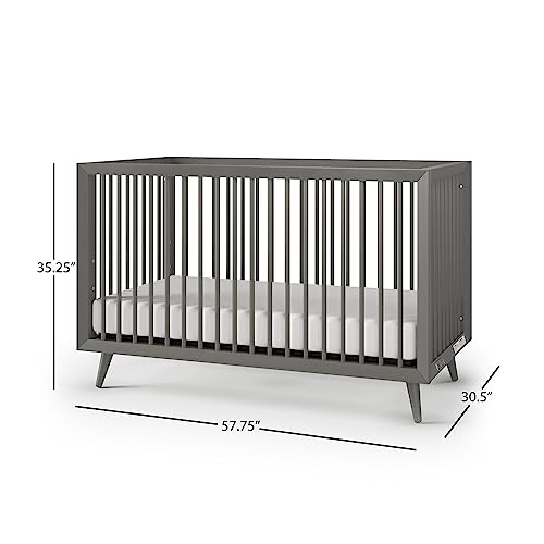 Child Craft Cranbrook 4 in 1 Convertible Crib, Mid Century Modern Baby Crib Converts to Day Bed, Toddler Bed and Full Size Bed, 3 Adjustable Mattress Positions