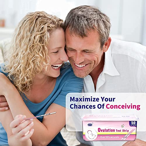 DAVID 50 Ovulation Test Strips, Ovulation Predictor kit, Fertility Test for Women, 50 Free Urine Cup, Fertility Tracker Kit, Accurate Results - 50 Count, LH Test, EXP 10-30-2023
