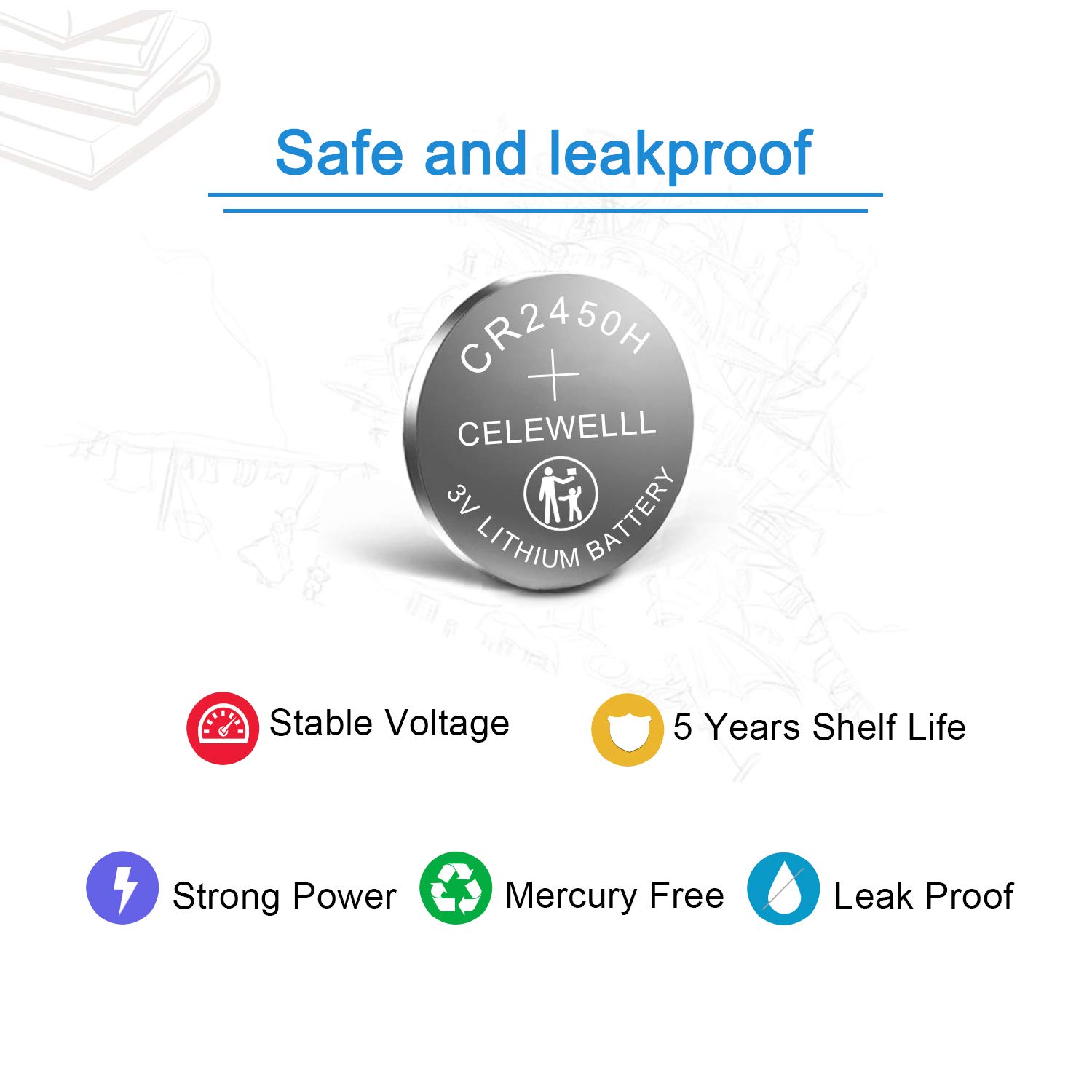 SURPOWER CR2450 3V Lithium Battery DL2450-10 Pack【5-Year Warranty】