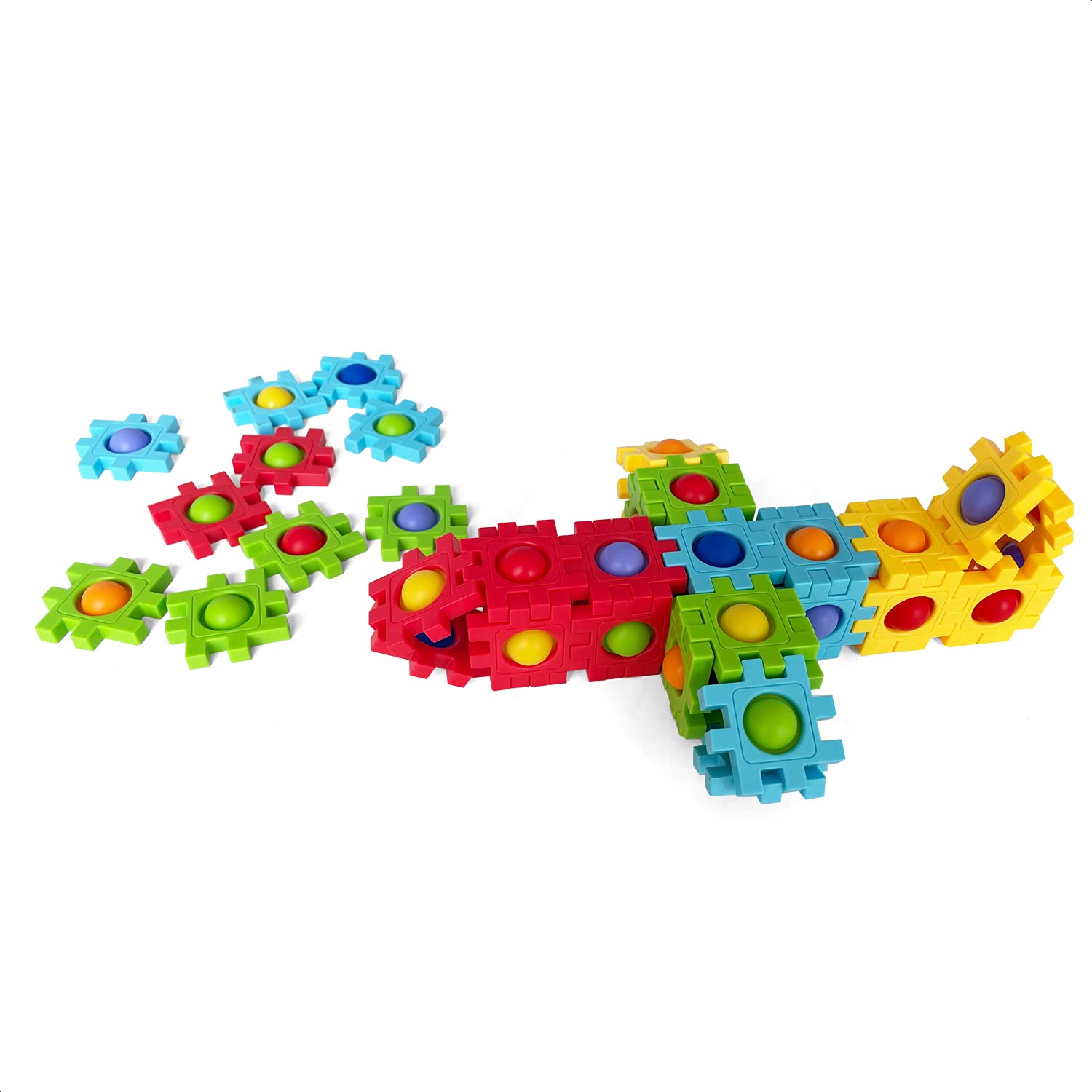 Anlabay Two-in-One Pop Blocks Pop Puzzle 48PCS, Jigsaw Puzzles, STEM Toys for 4 5 6 7 8 Year Old Kids, Bubble Popping Sensory Toy, Autism Sensory Toys for Autistic Children (Bubbles)